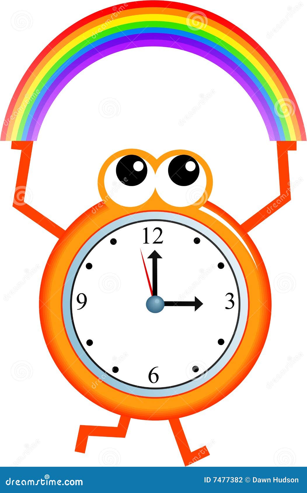 Rainbow time stock illustration. Illustration of clock - 7477382