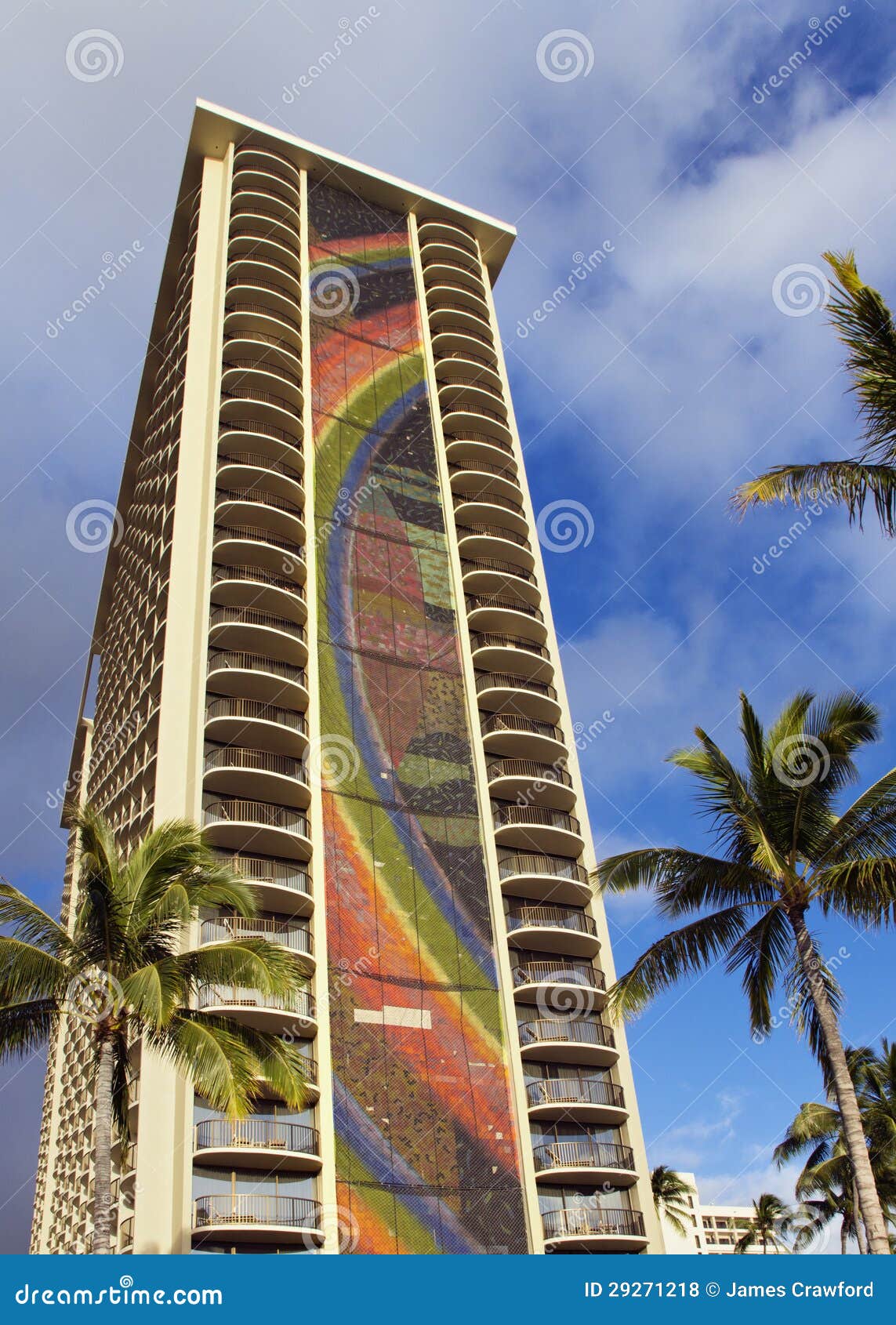Rainbow Tower Mosaic in Waikiki Stock Photo - Image of mozaic, tropics ...