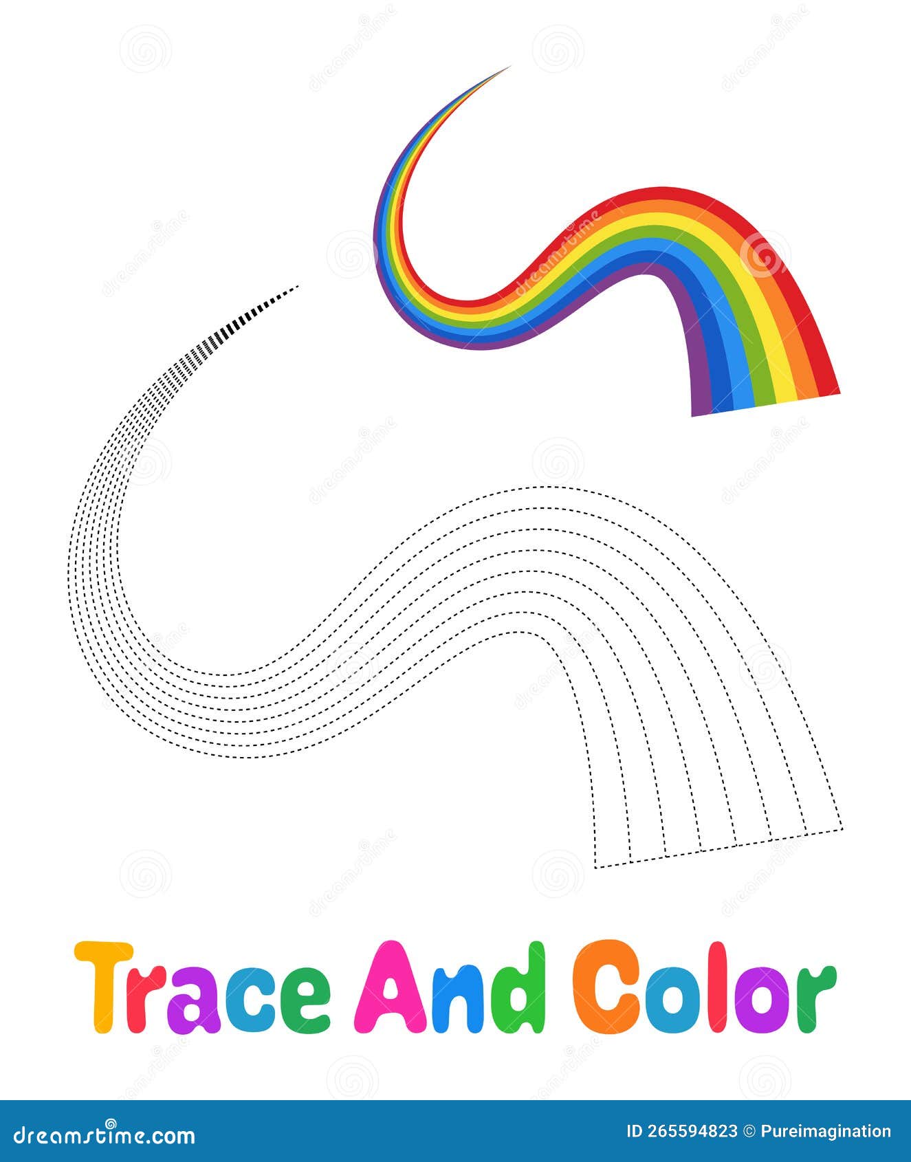 Rainbow Tracing Worksheet for Kids Stock Vector - Illustration of game ...