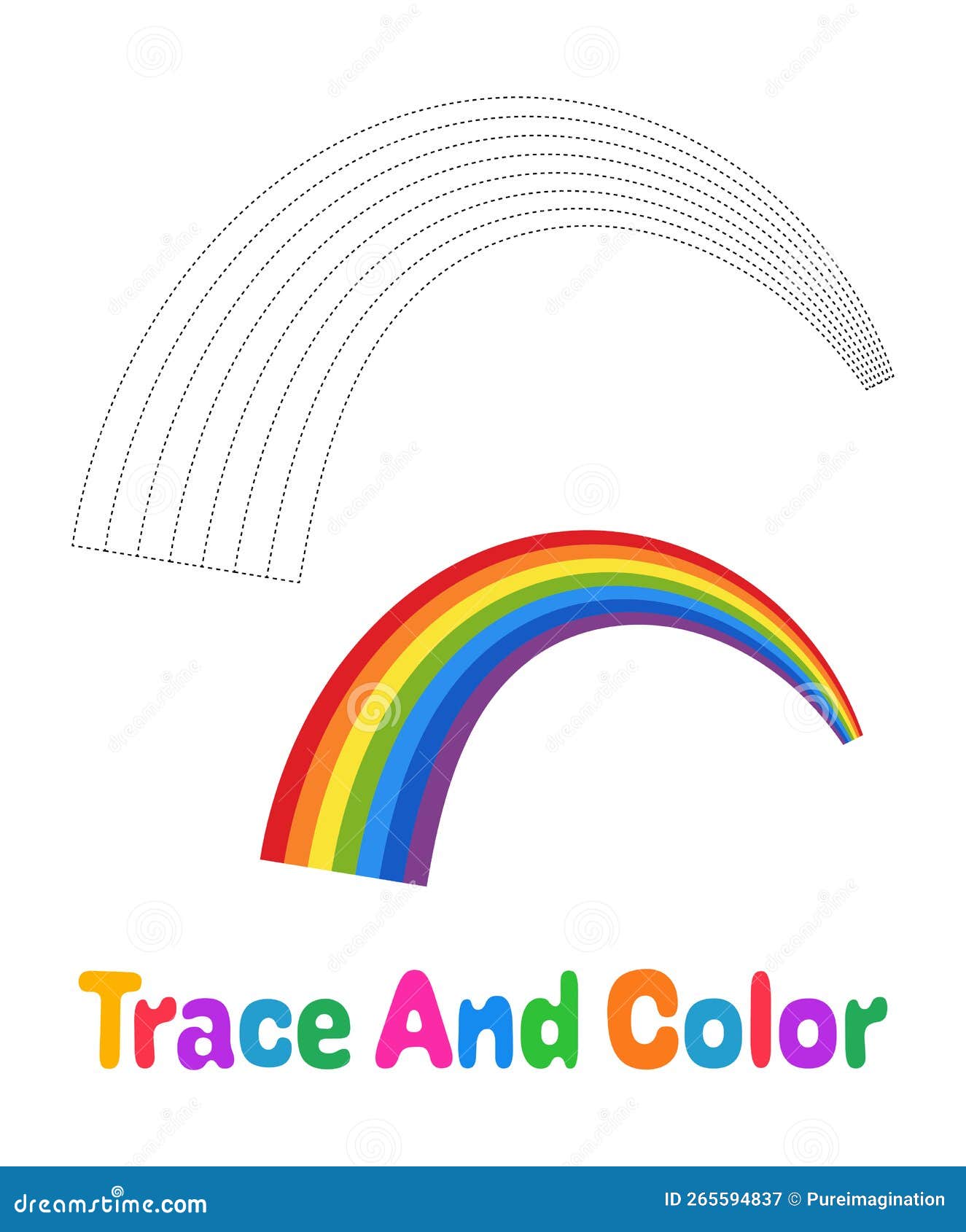 Rainbow Tracing Worksheet for Kids Stock Vector - Illustration of line ...