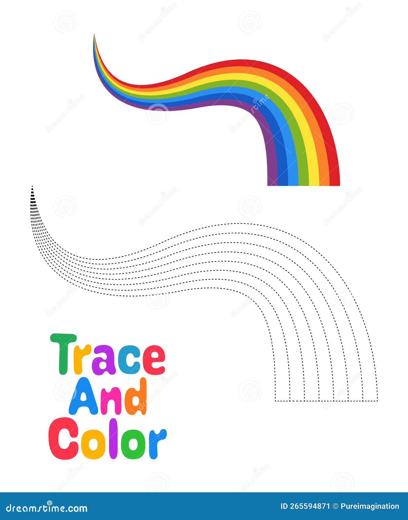 Rainbow Tracing Worksheet for Kids Stock Vector - Illustration of ...