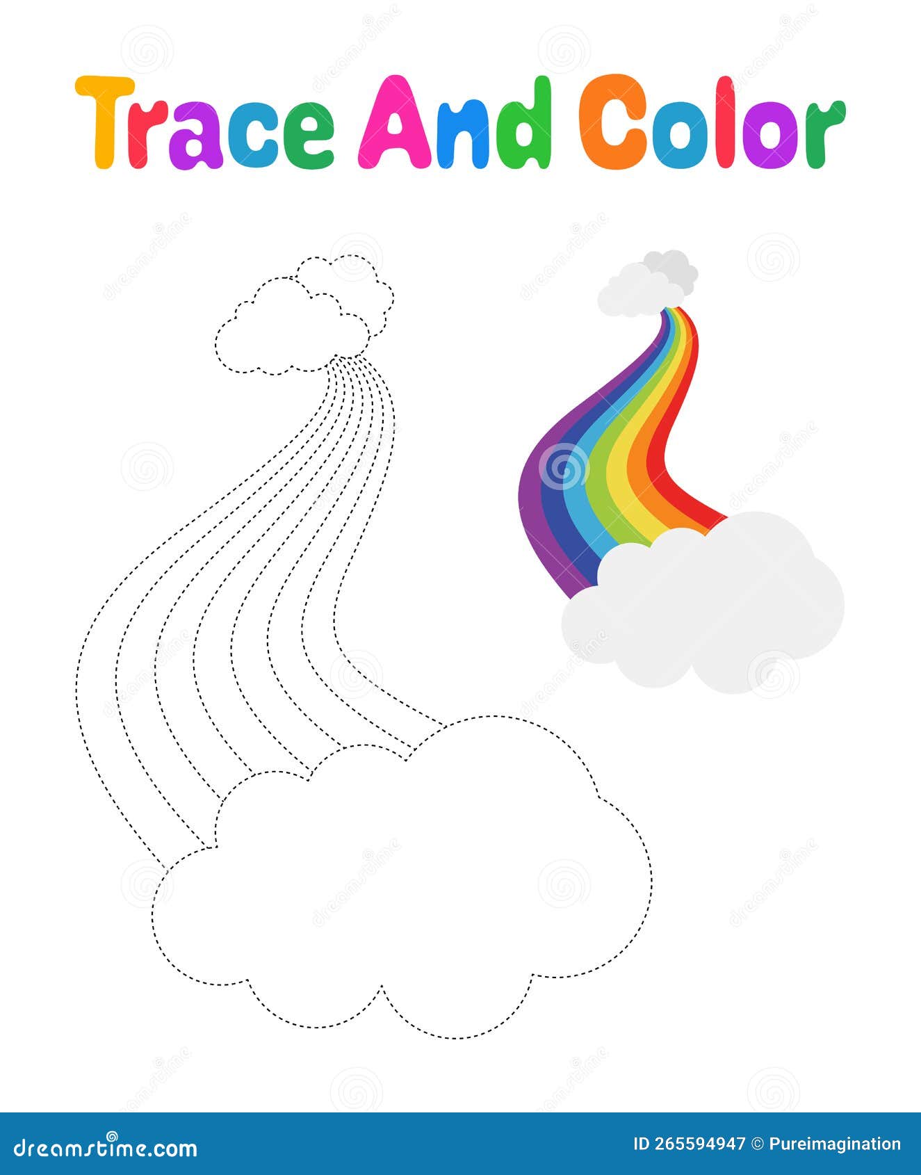 Rainbow Tracing Worksheet for Kids Stock Vector - Illustration of ...