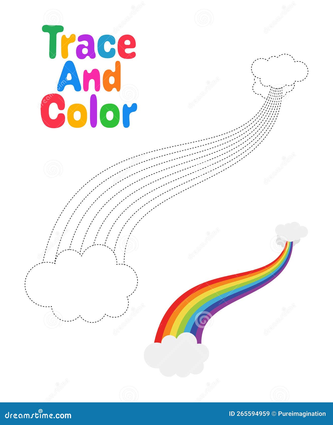 Rainbow Tracing Worksheet for Kids Stock Vector - Illustration of ...
