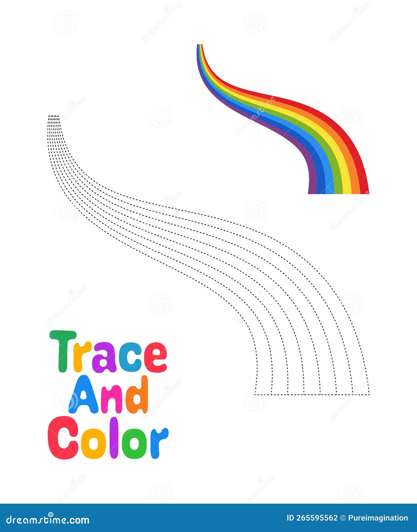Rainbow Tracing Worksheet for Kids Stock Vector - Illustration of kids ...