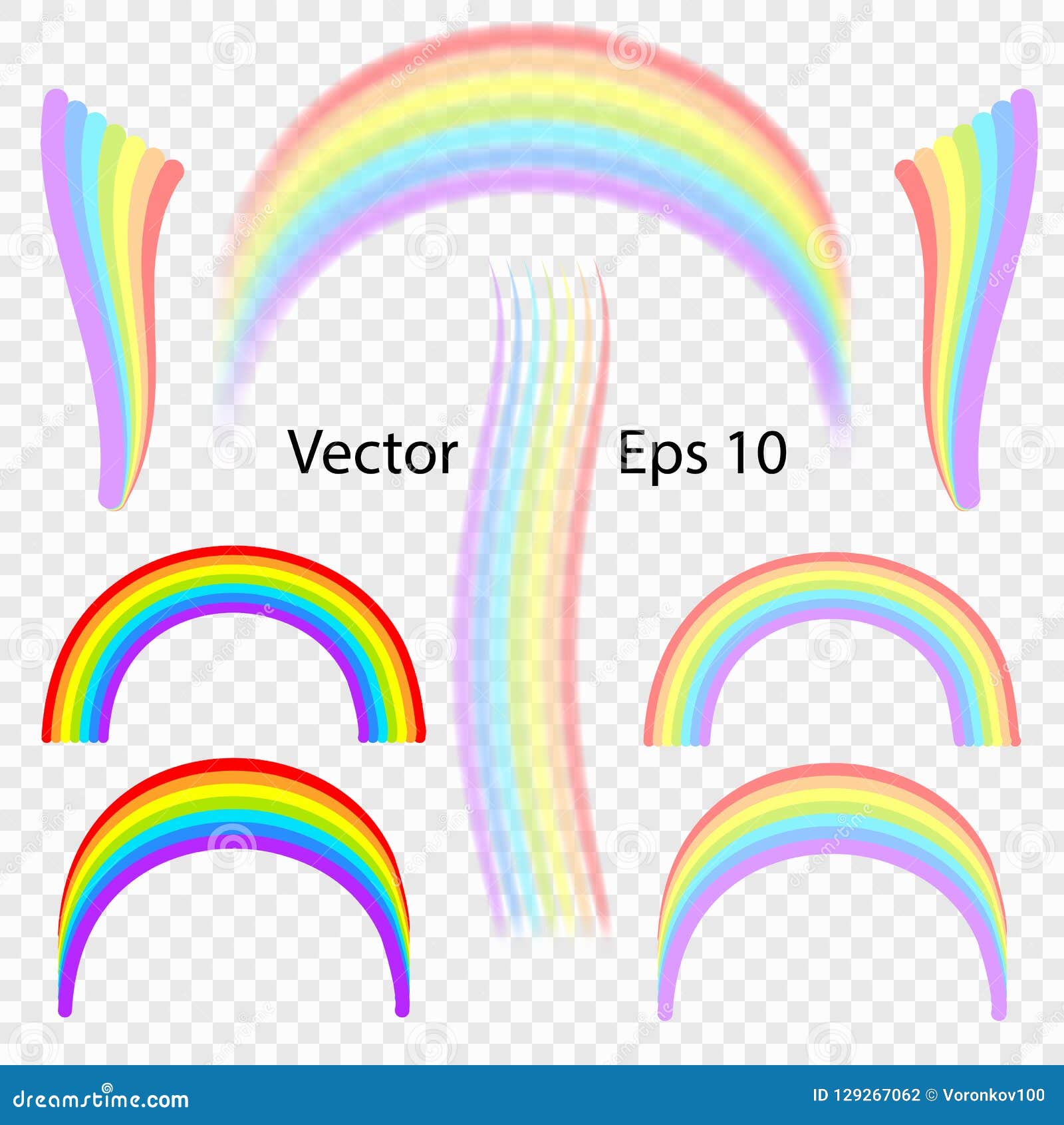 Rainbow on a Transparent Background. Different Shapes of the Rainbow in ...