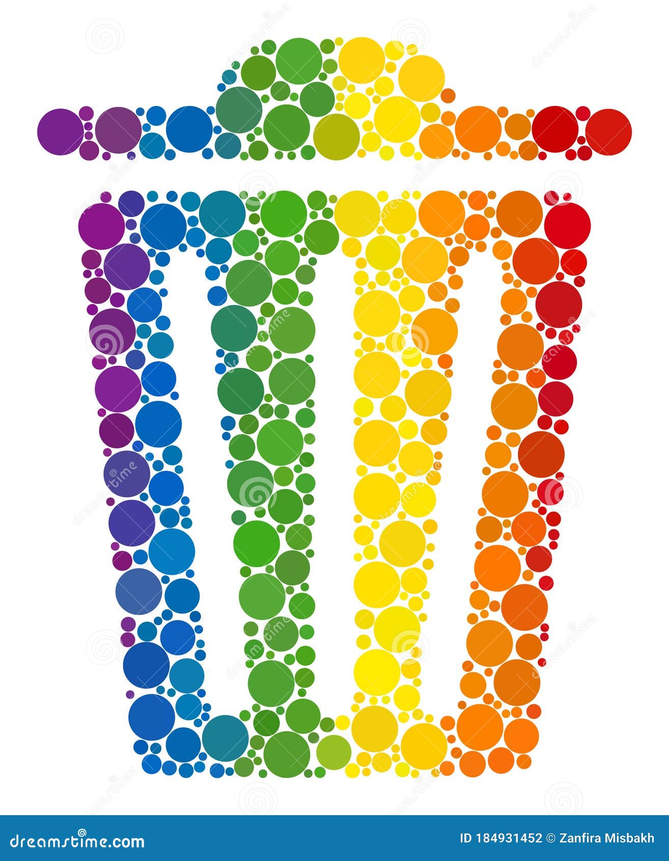Rainbow Trash Can Collage Icon of Round Dots Stock Vector ...