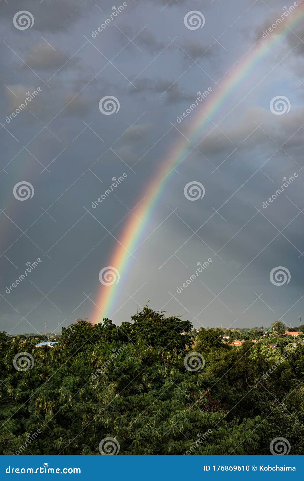 Rainbow with Tree Foreground at Chiangmai Province Stock Photo - Image ...