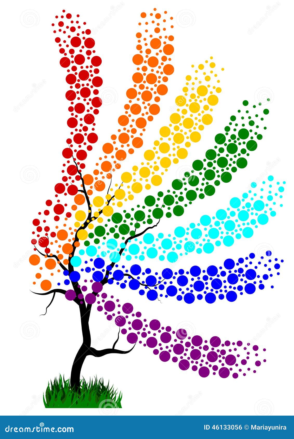 Rainbow Tree stock vector. Illustration of blue, round - 46133056