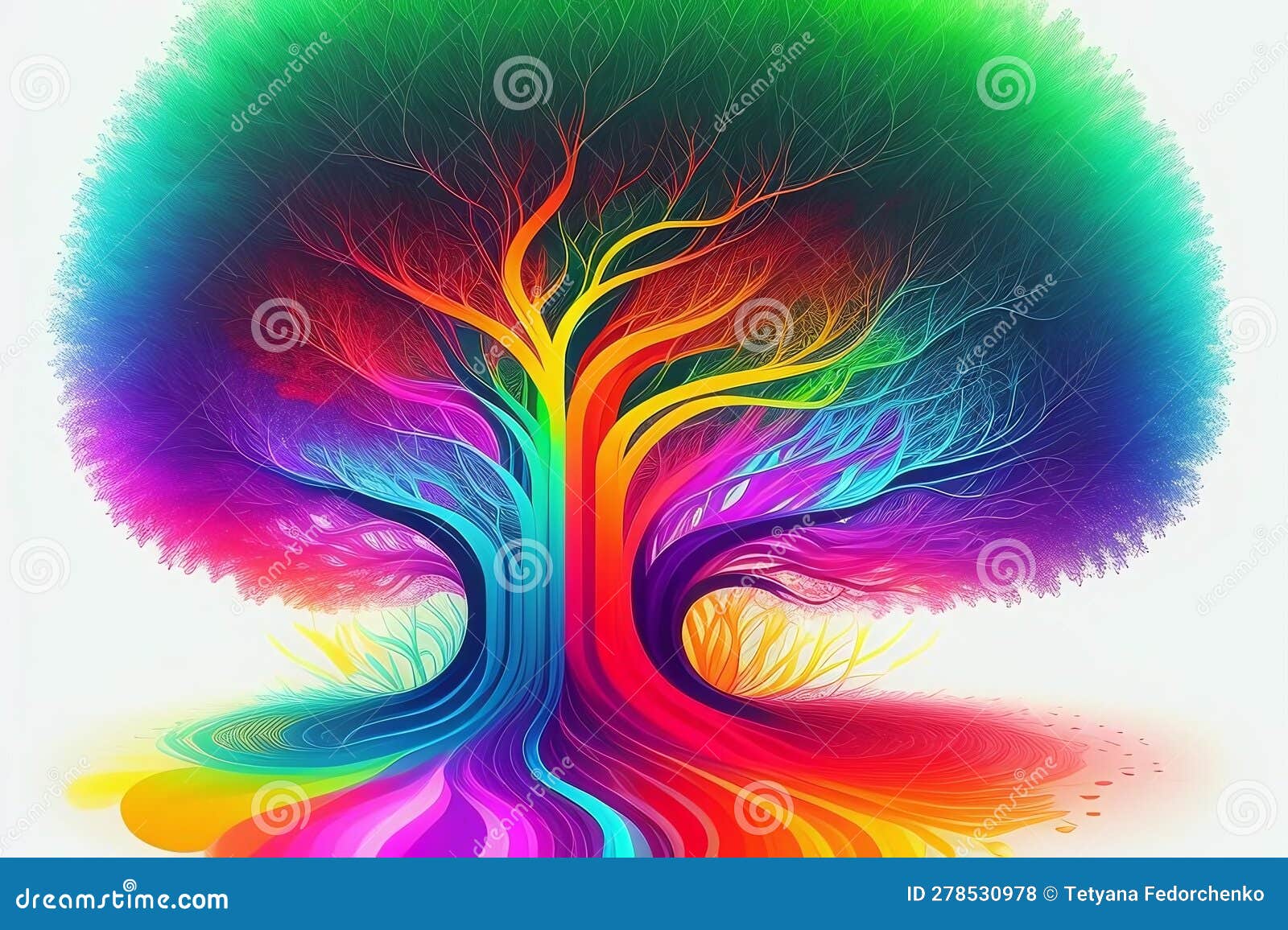 A Rainbow Tree is a Symbol of the Soul. Stock Photo - Image of font ...