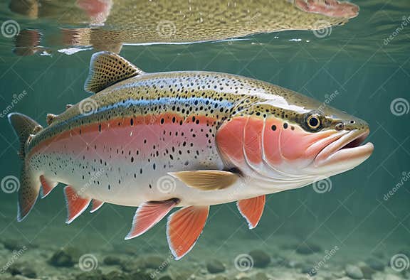 Rainbow Trout Fish Isolated on White Background. Side View Stock ...