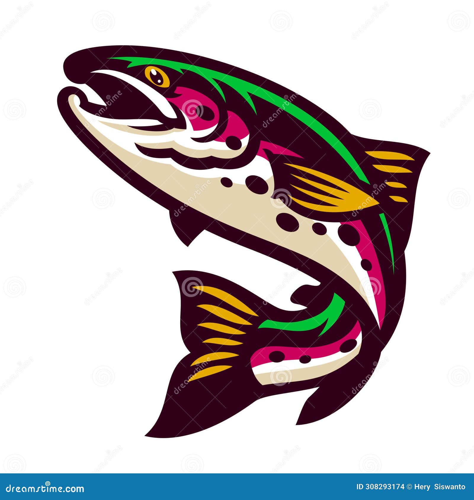Rainbow Trout Fish Logo Mascot Jumping Stock Vector - Illustration of ...
