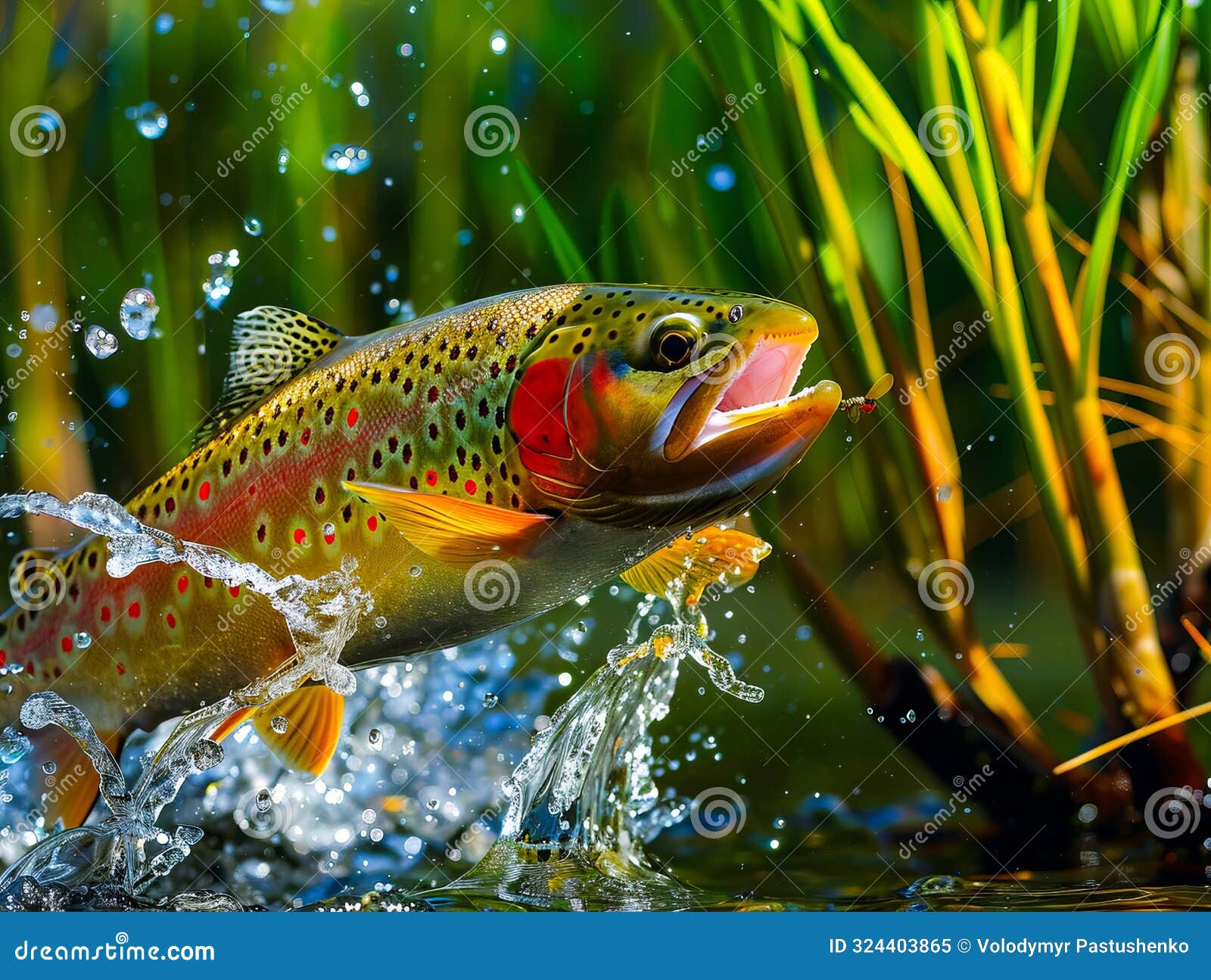 A Rainbow Trout Jumping Out of the Water Stock Image - Image of mouth, fish: 324403865