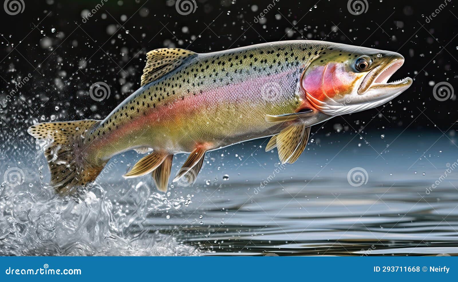 Rainbow trout jumping stock illustration. Illustration of motion ...