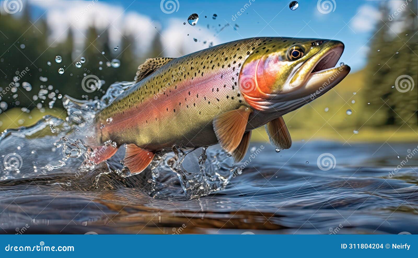Rainbow trout jumping stock photo. Image of fish, hobbies - 311804204