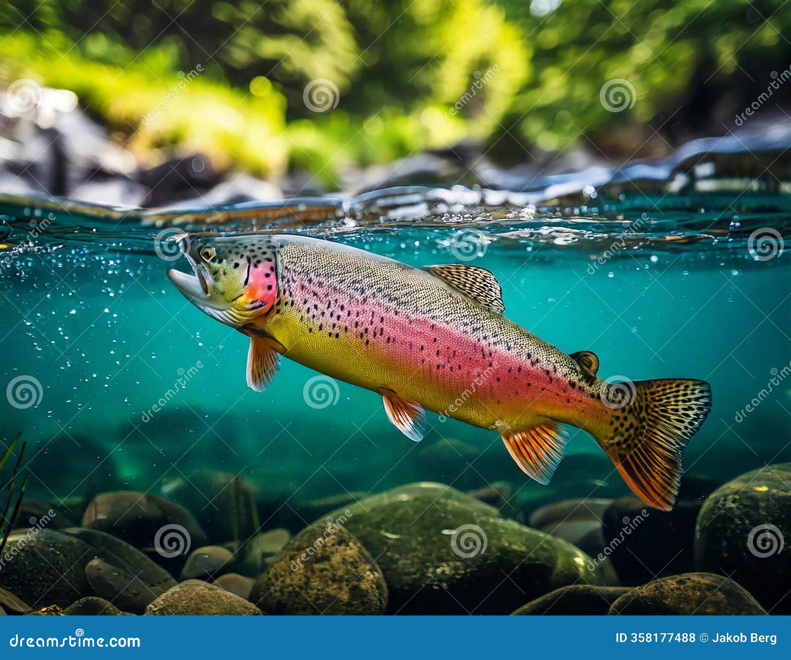 A Rainbow Trout is Swimming in a River Stock Photo - Image of idaho ...