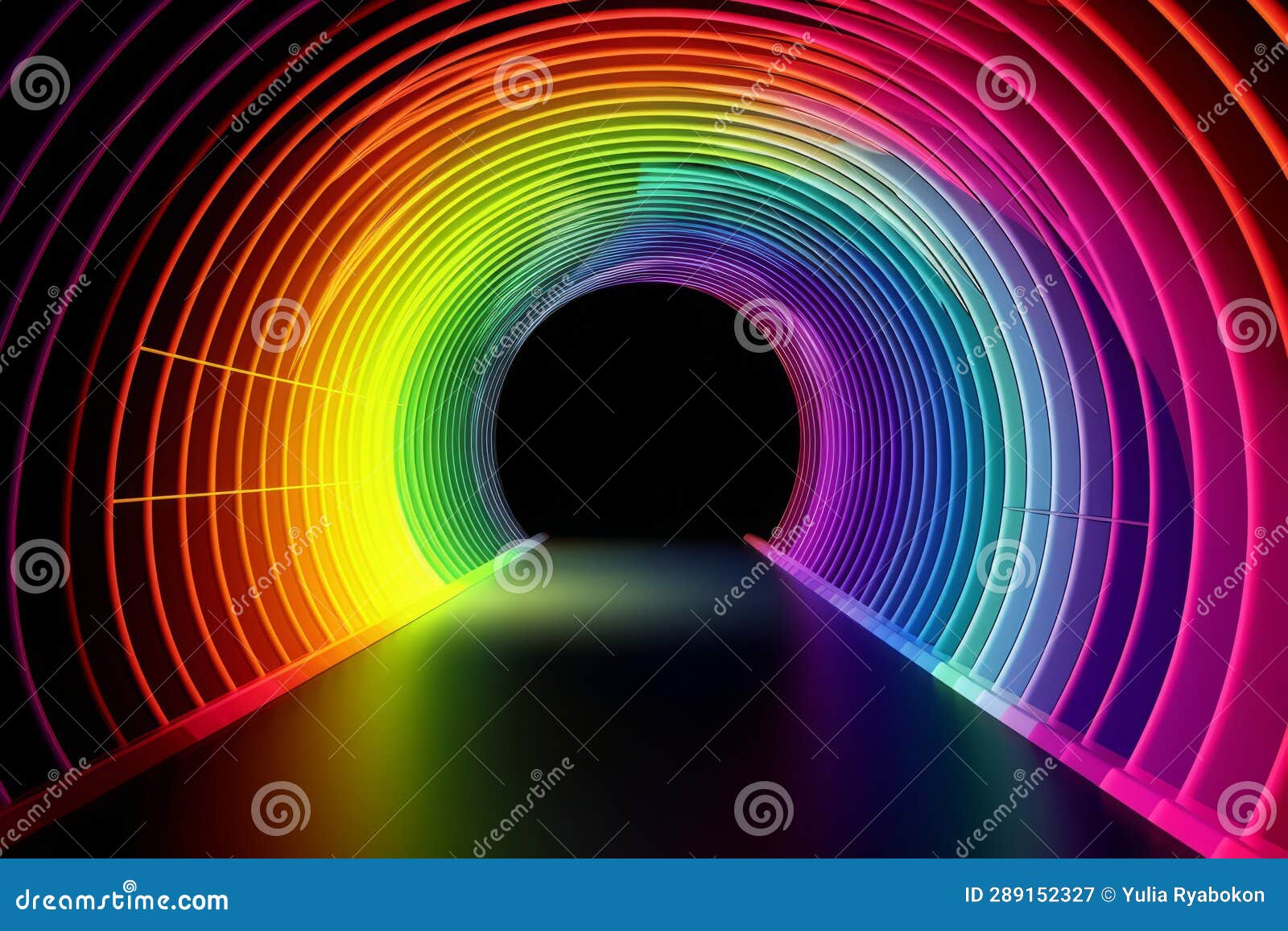 Rainbow Tunnel Dark. Generate Ai Stock Illustration - Illustration of landmark, arch: 289152327