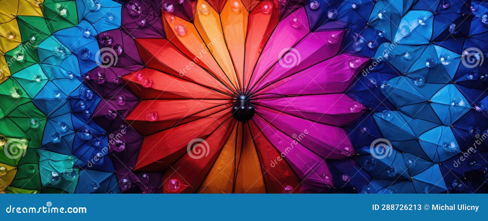 Rainbow Umbrella in Heavy Rain. Raining Protection Concept Stock ...