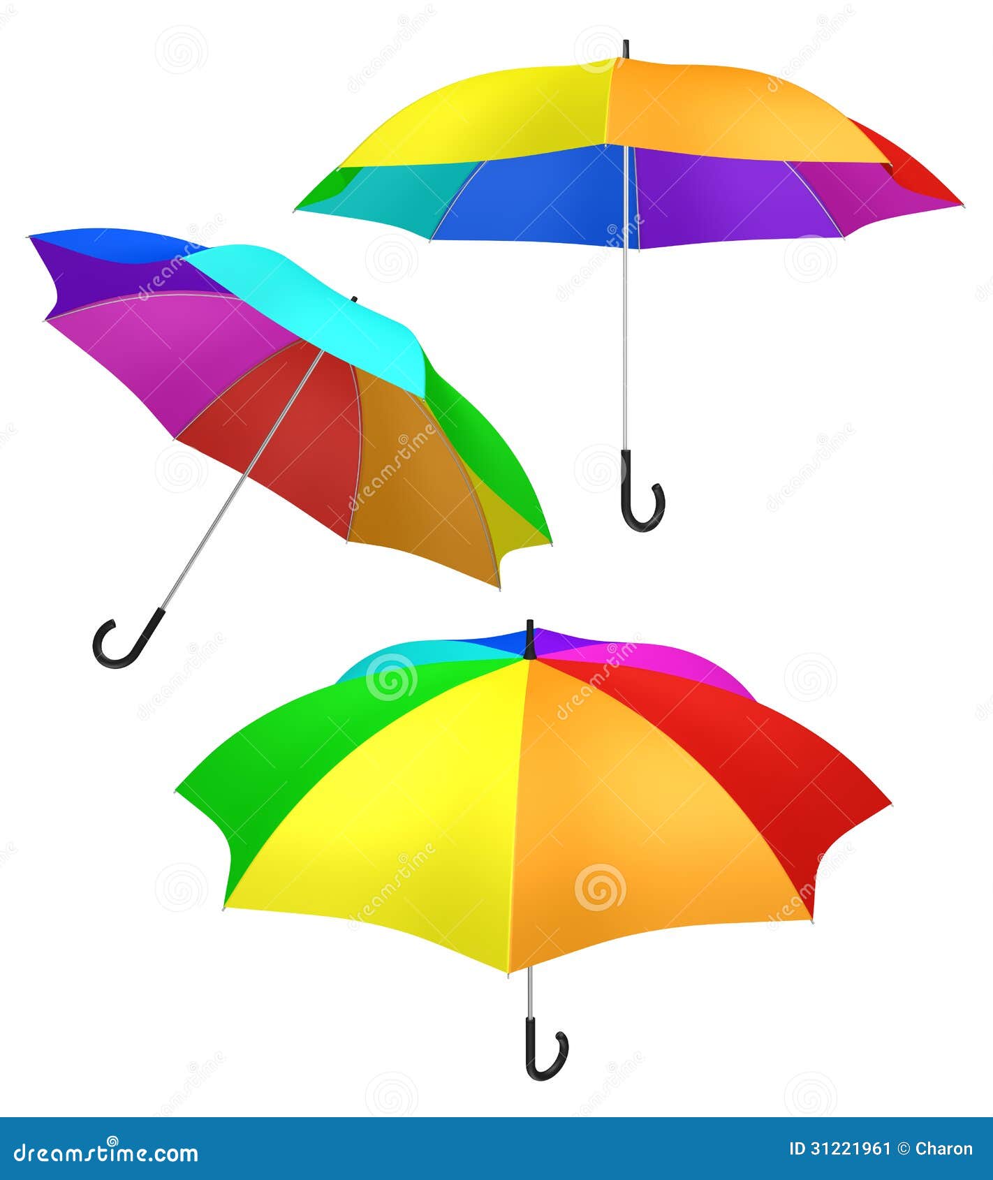 Rainbow colorful umbrellas stock illustration. Illustration of colour ...