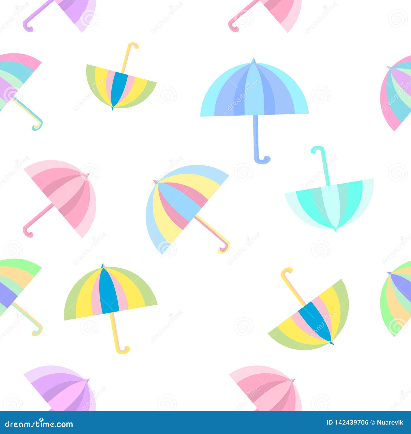 Rainbow Umbrellas Seamless Colorful Flat Pattern Background Isolated ...
