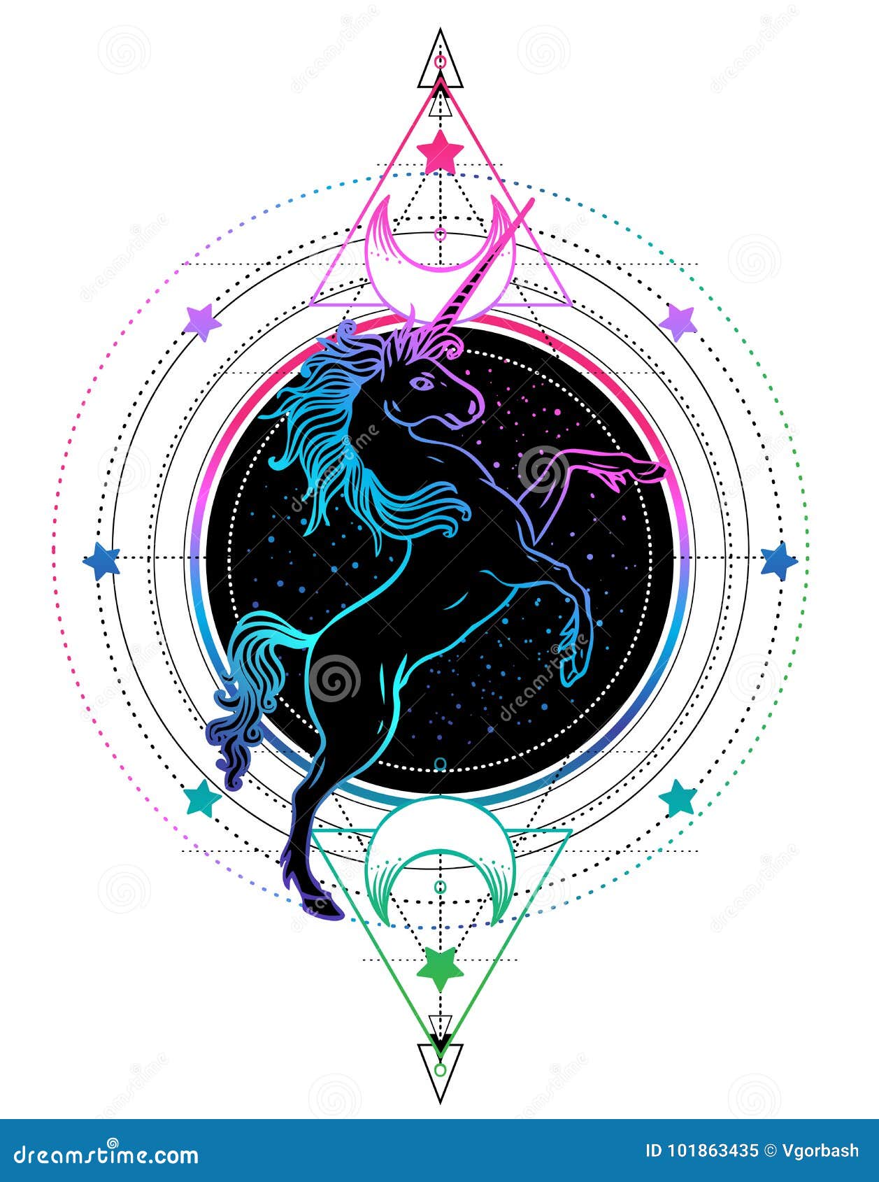 Rainbow Unicorn Over Sacred Geometry Design Elements. Alchemy, P Stock ... Rainbow Unicorn Over Sacred Geometry Design Elements. Alchemy, P Stock ...