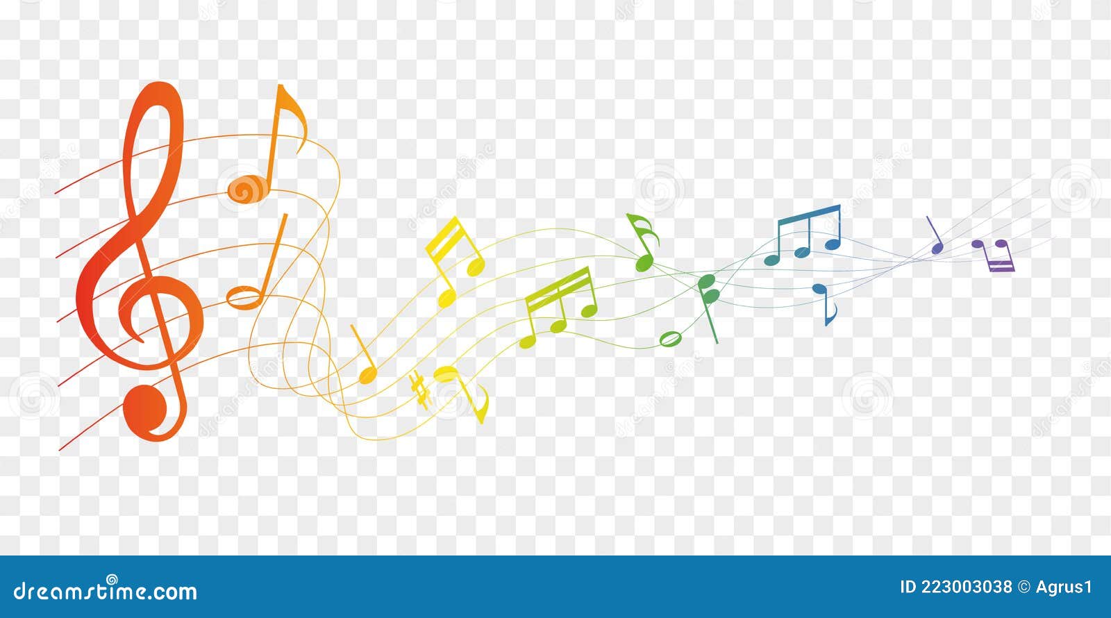 Rainbow Vector Sheet Music - Musical Notes Melody on White Background ...