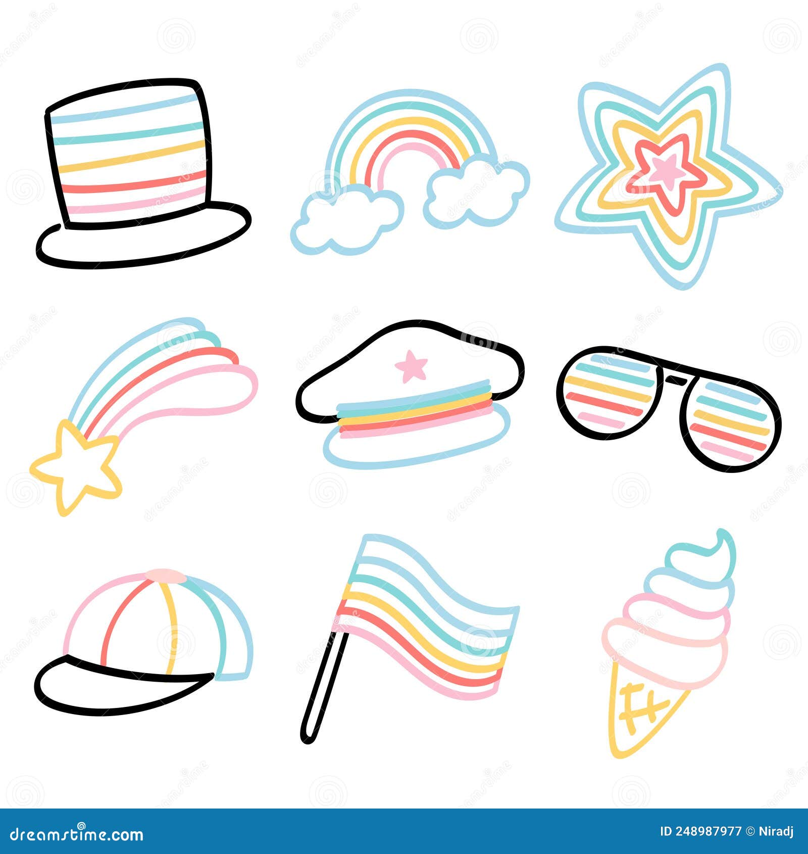 Rainbow vibe - hand drawn stock vector. Illustration of icon - 248987977