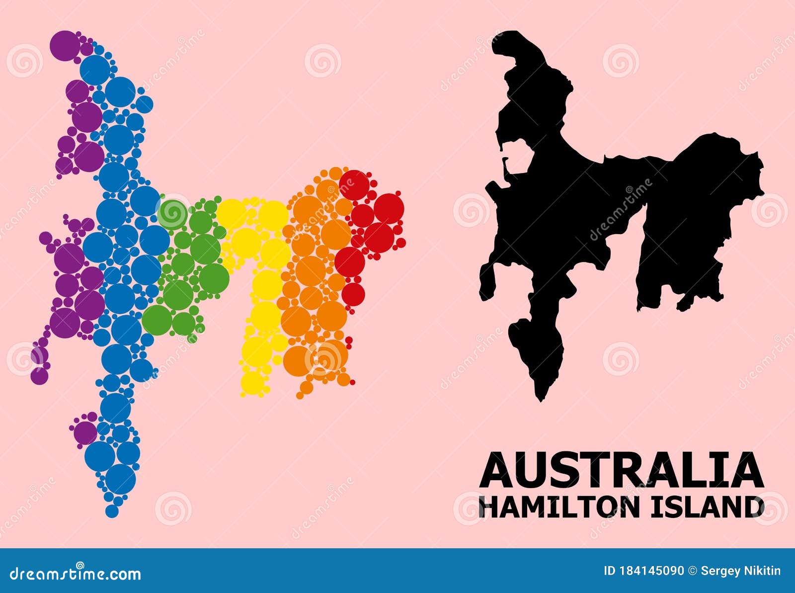 Spectrum Mosaic Map of Hamilton Island for LGBT Stock Vector ...