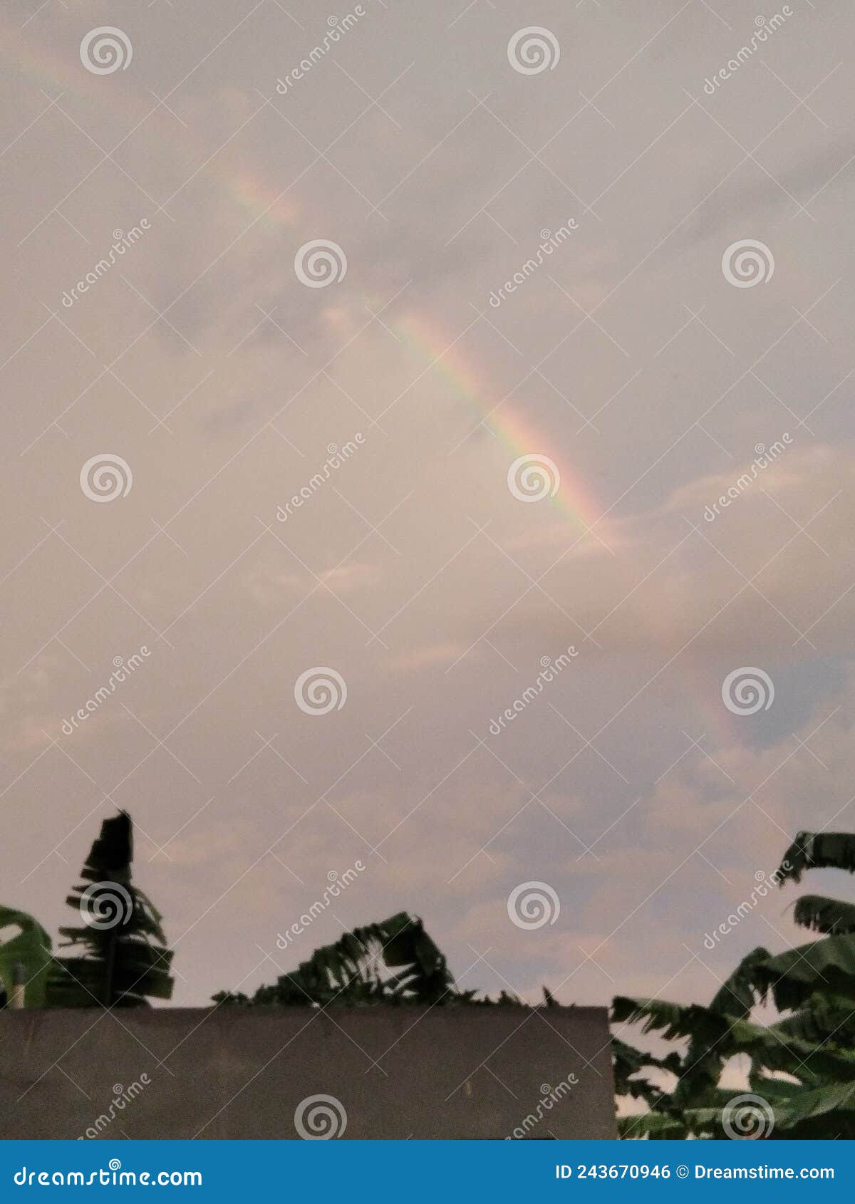 Rainbow In The Sky After Heavy Rain In The Countryside. Top View Of A ...