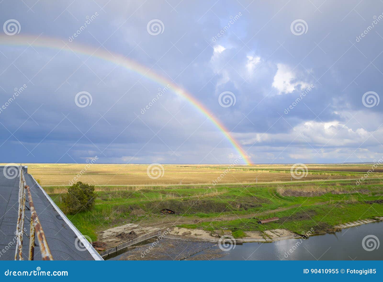 Rainbow, View from the Roof of the Building. Stock Image - Image of ...