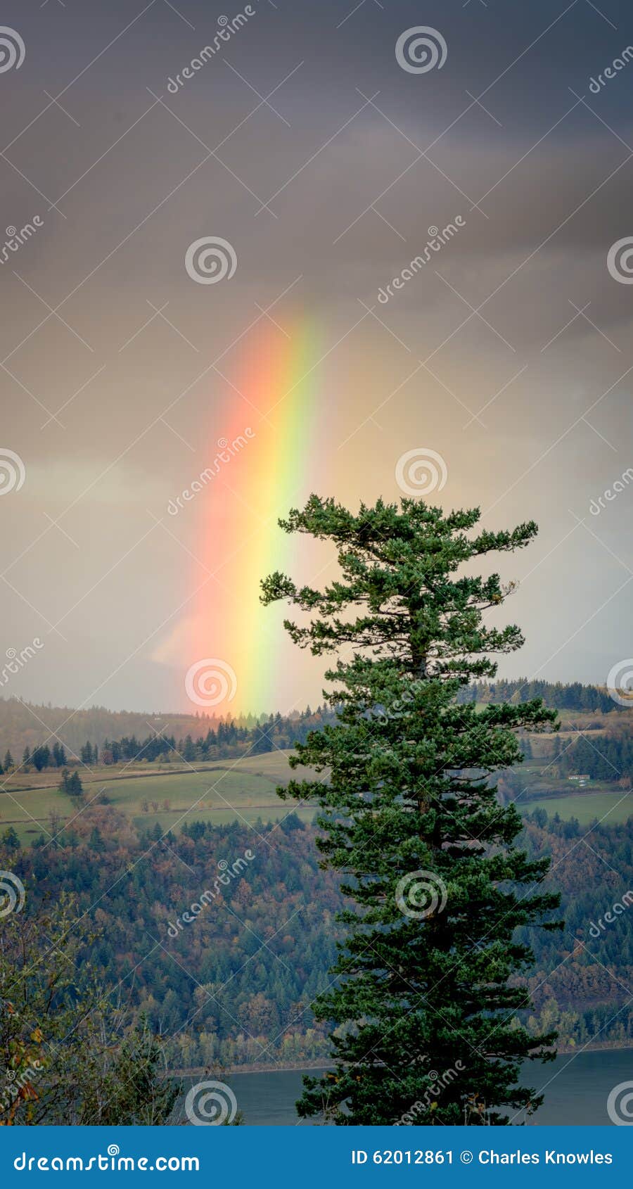 Rainbow on the Washington Side of Teh Columbia River Stock Image ...