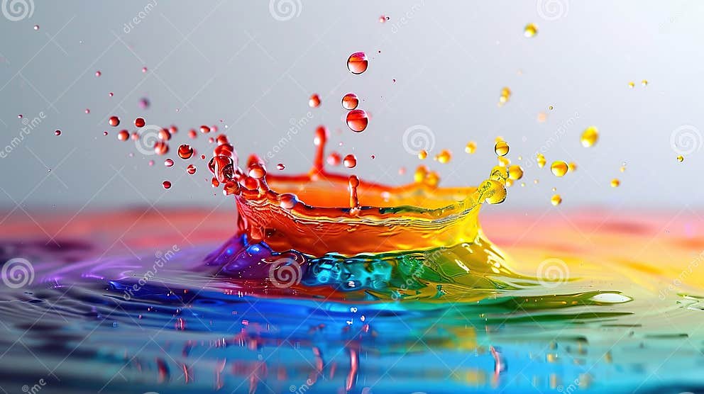 Rainbow Water Drop Splash stock illustration. Illustration of flow ...