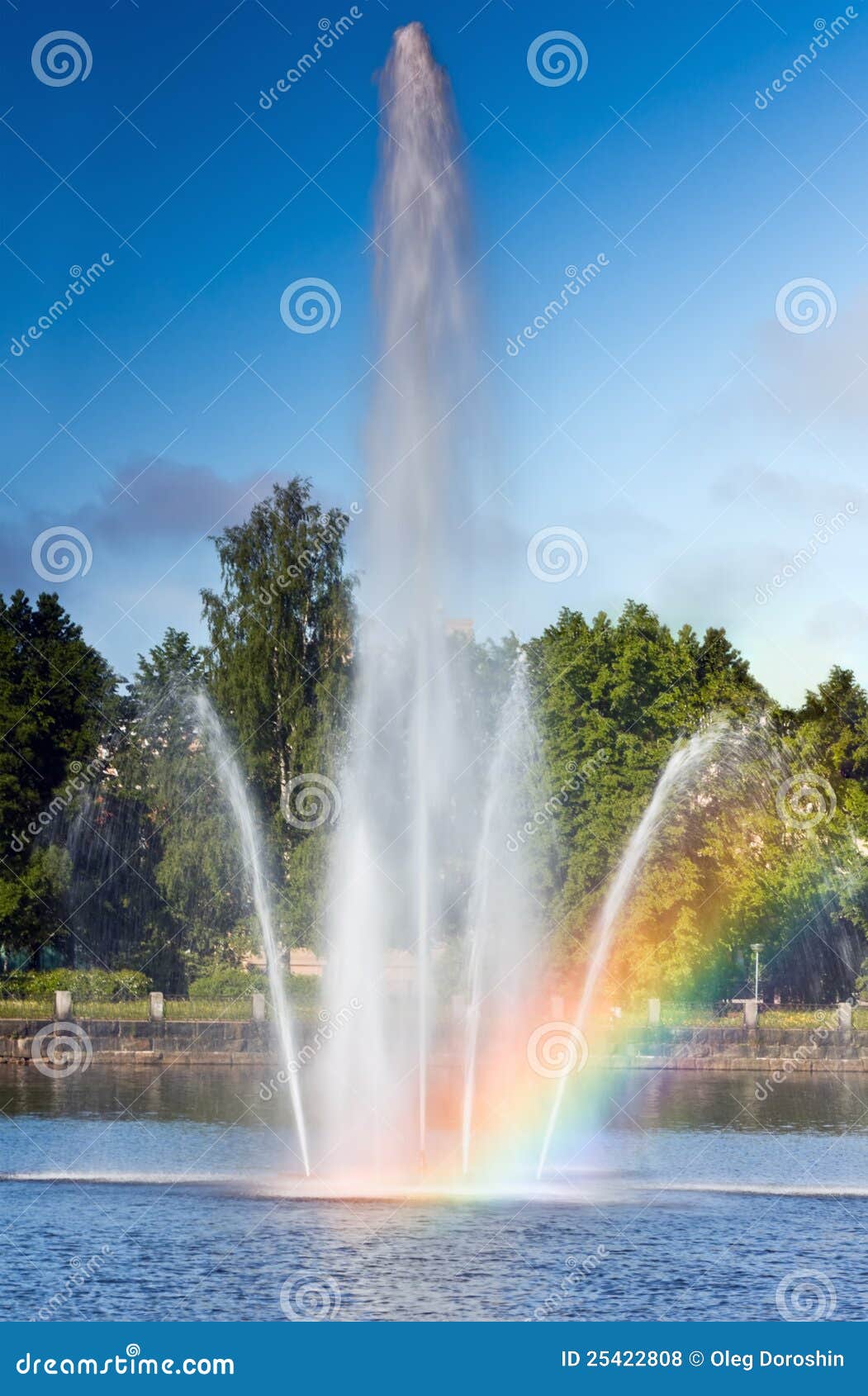 Rainbow on the Water Fountain Stock Photo - Image of season, space ...