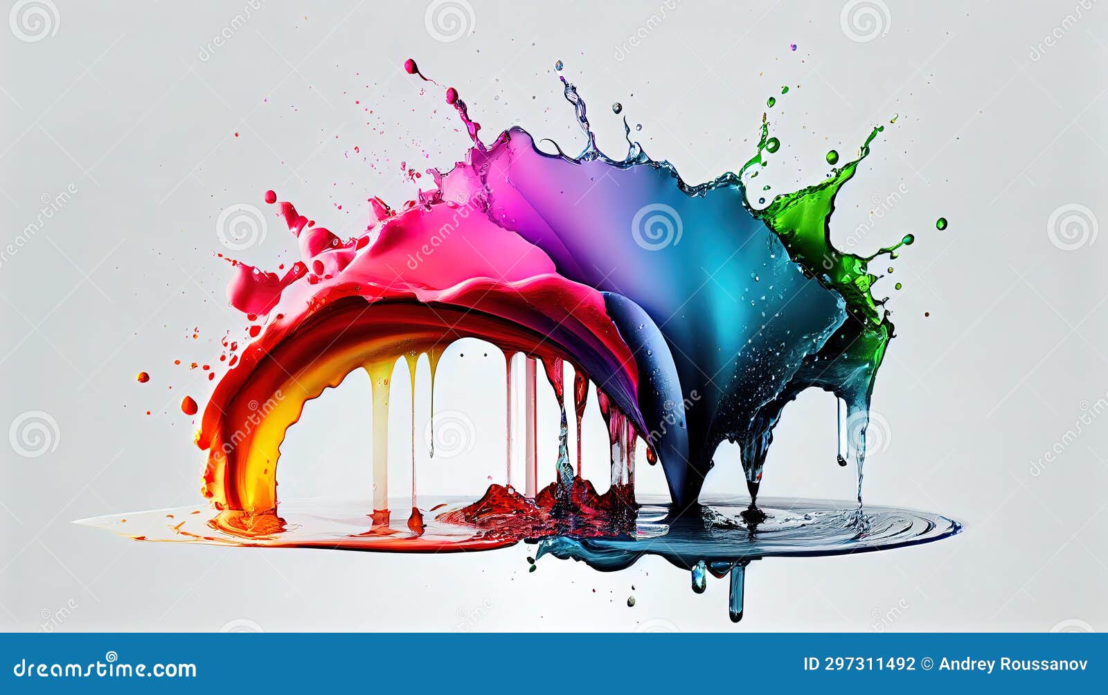 Rainbow Water Splash. AI Render Stock Photo - Image of wallpaper, shot ...