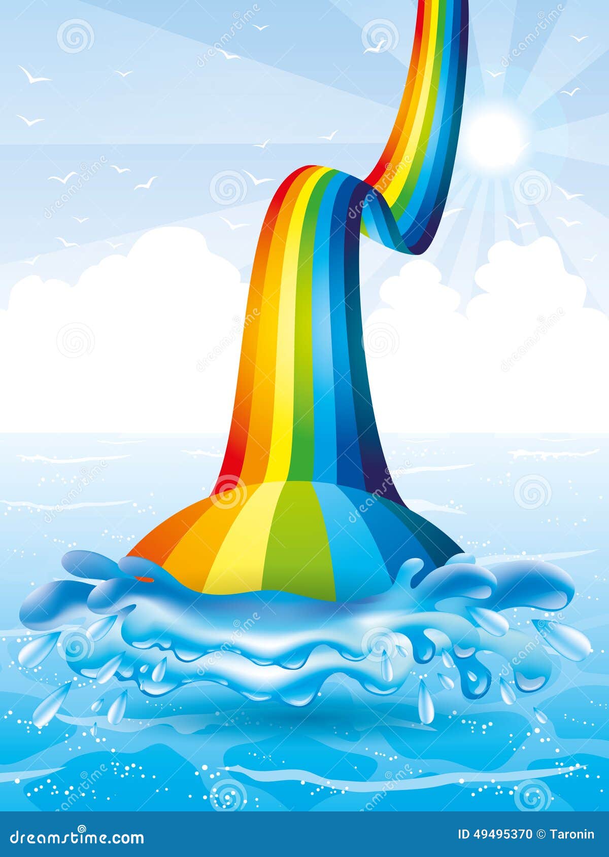 Rainbow and water splash. stock vector. Illustration of waves - 49495370