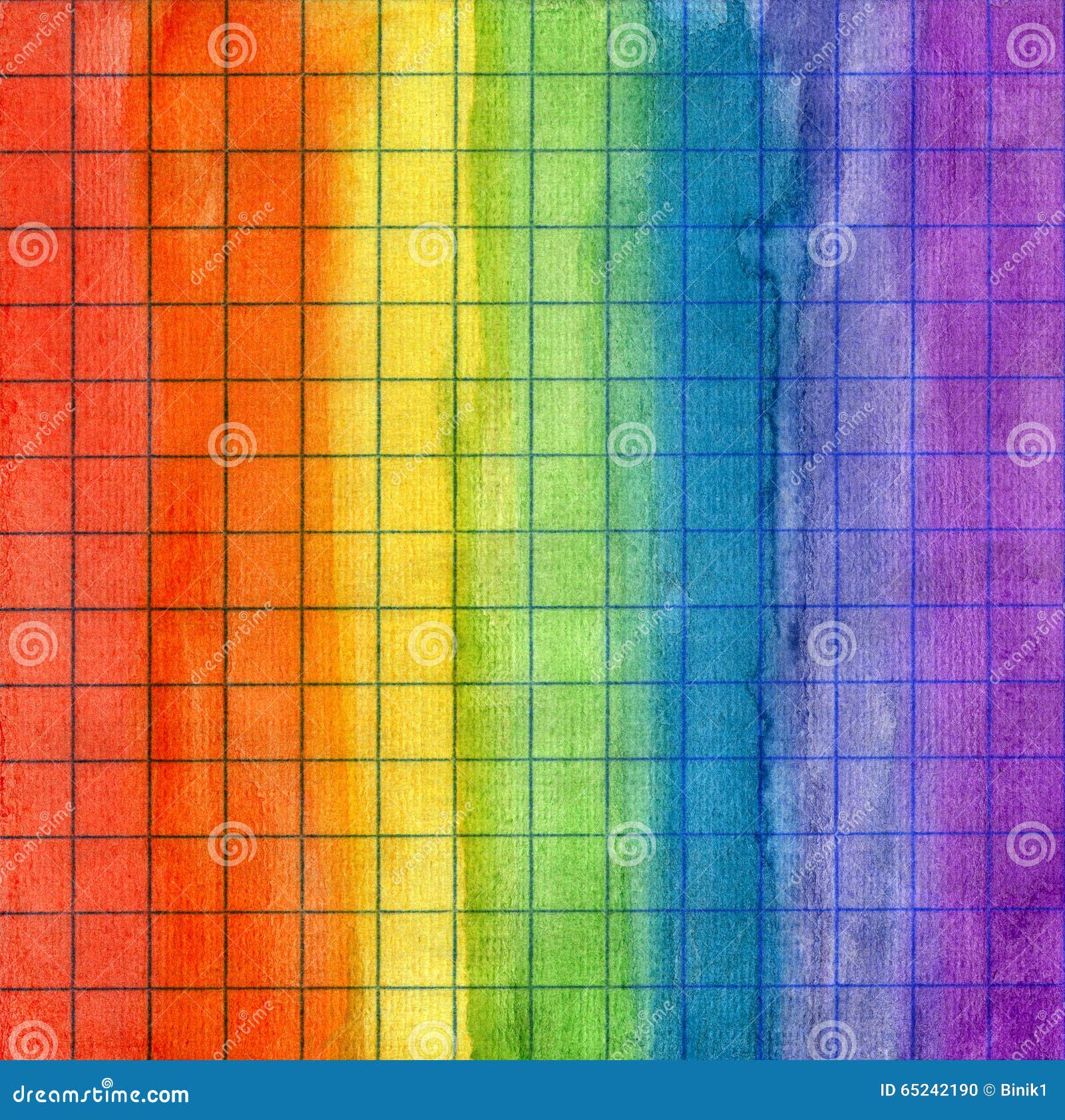 Rainbow Watercolor Background on Math Paper Stock Illustration ...