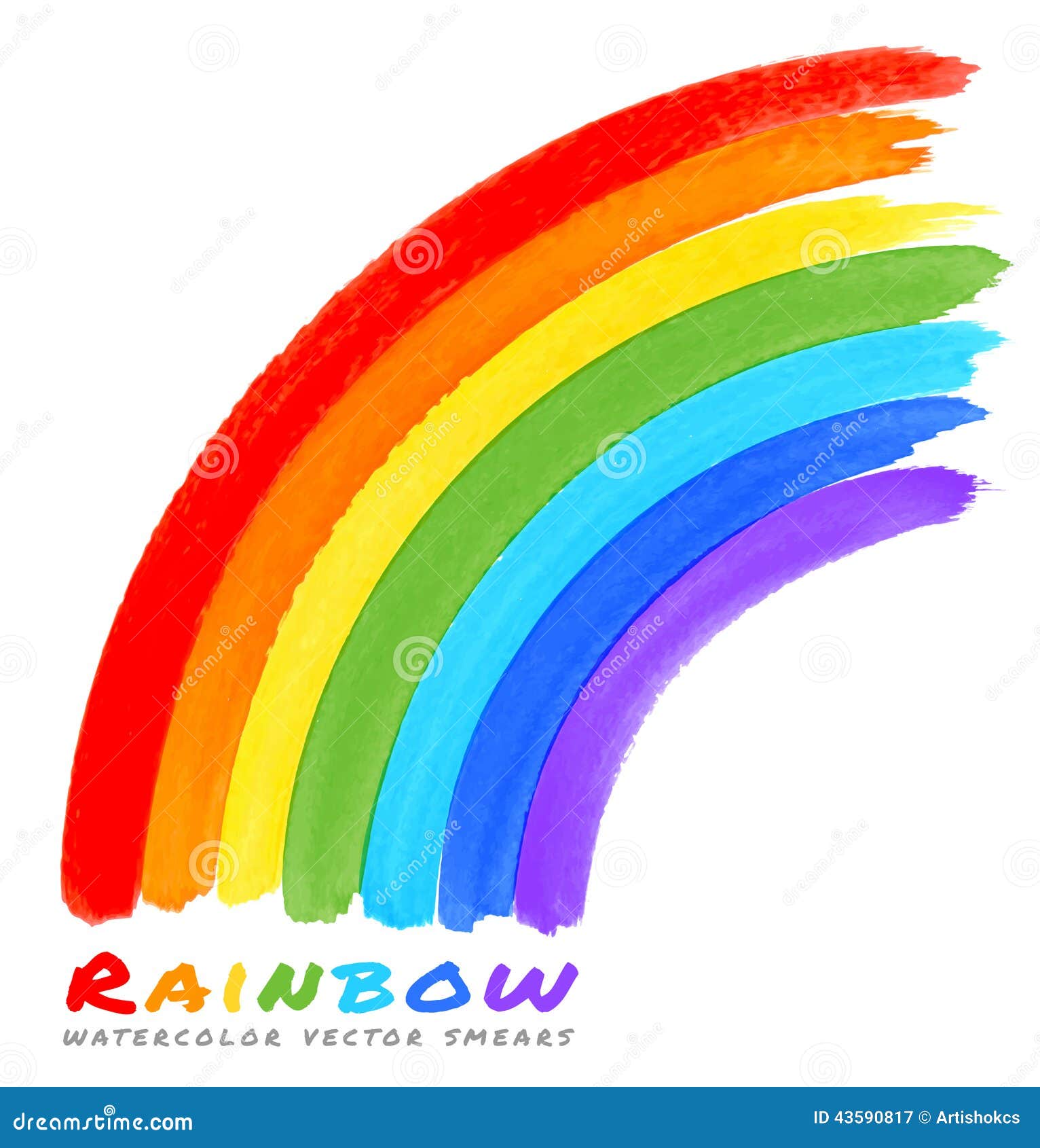 Rainbow Watercolor Brush Smears Stock Vector - Illustration of colorful ...