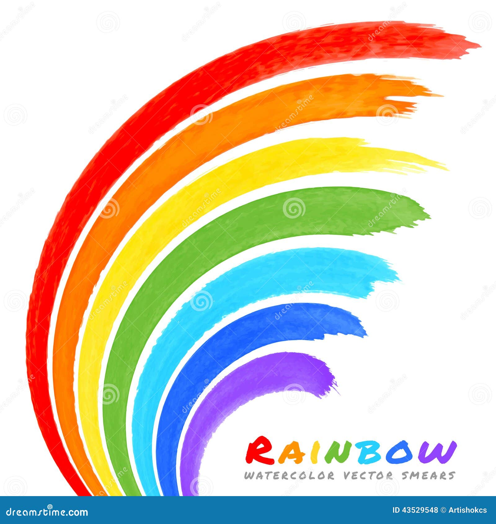 Rainbow Watercolor Brush Smears Stock Vector - Illustration of ...