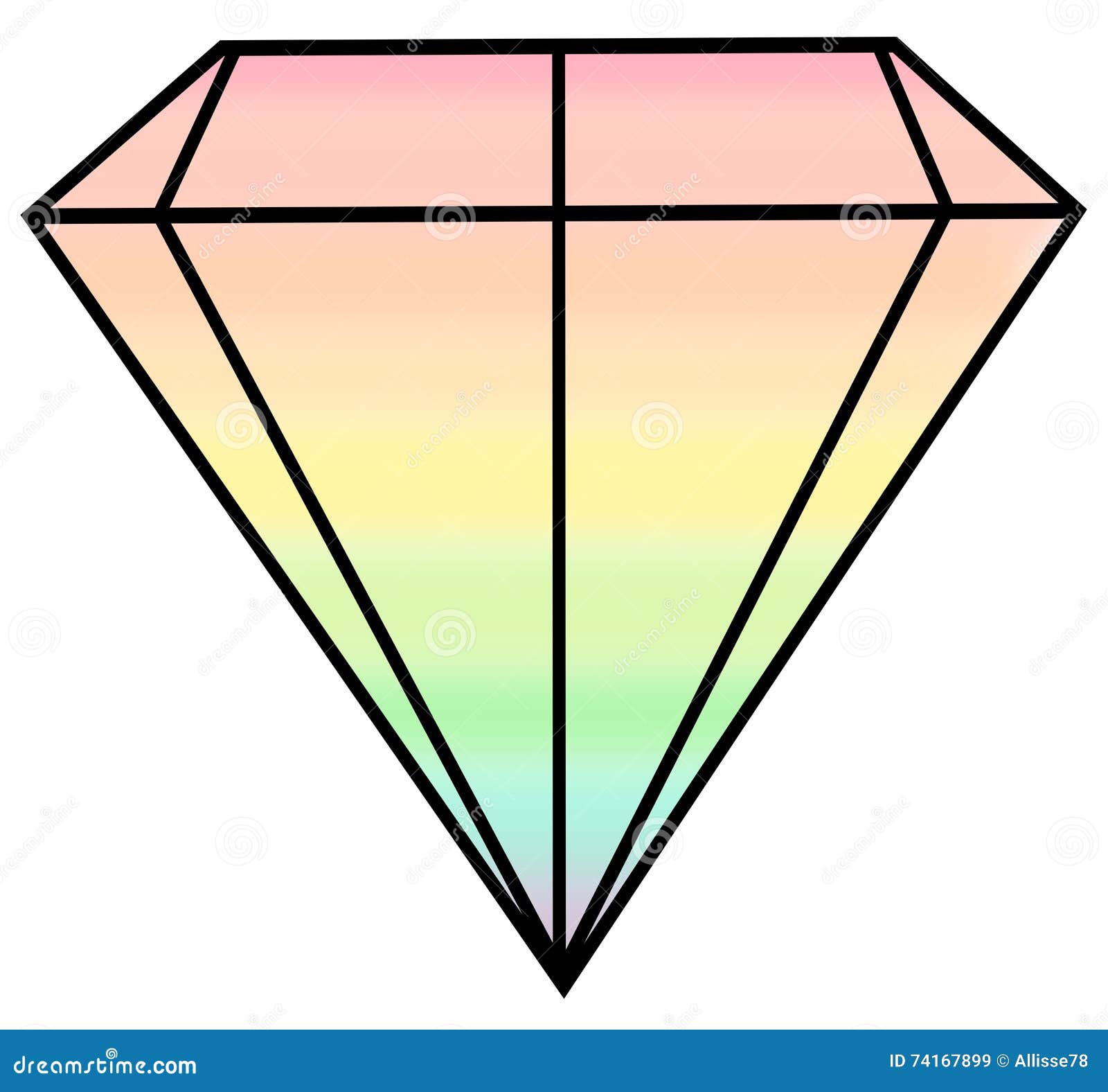Diamond Illustration On Rainbow Background Cartoon Vector ...