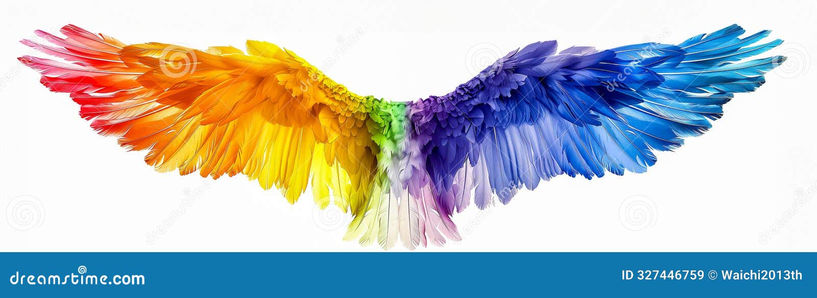 Rainbow Watercolor Spreaded Wings. Beautiful Magic Shiny Glittery ...