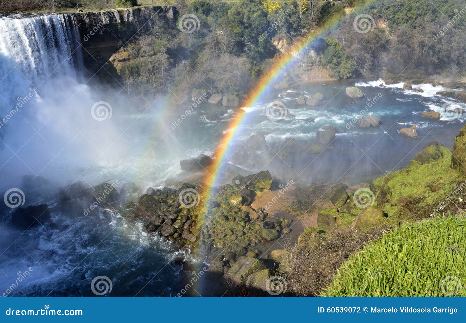 Rainbow at the waterfall stock photo. Image of fall, phenomenon - 60539072