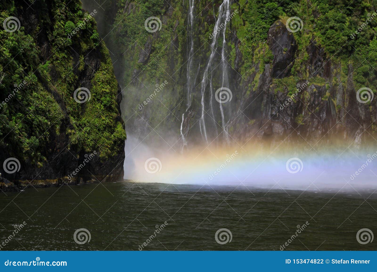 Rainbow at waterfall stock photo. Image of rainbow, water - 153474822