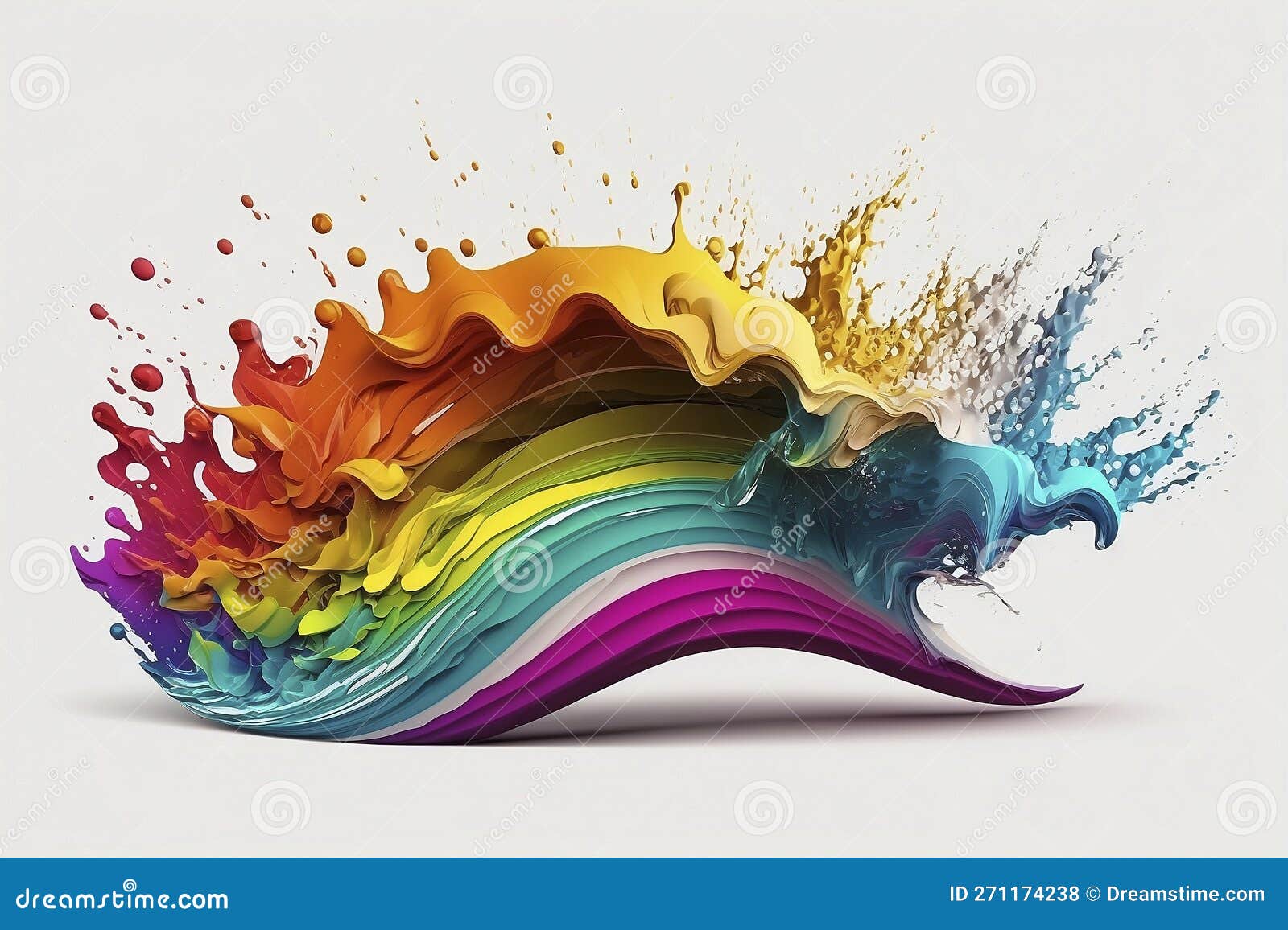 Rainbow Wave. Colorful Paint Splash. Isolated Design Element On The ...