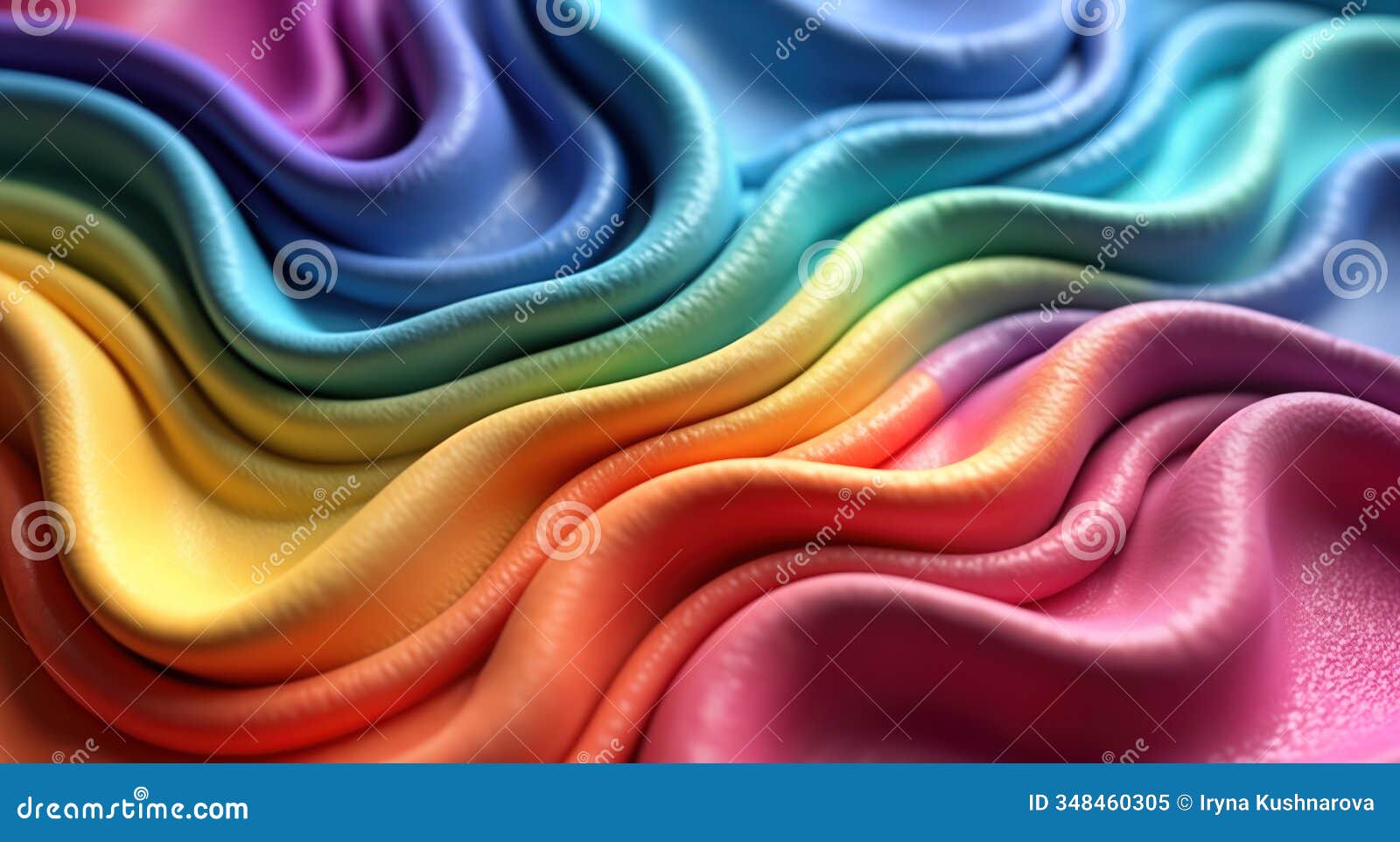 Rainbow Wavy Satin Texture Background. Abstract Vibrant Colors Flow ...