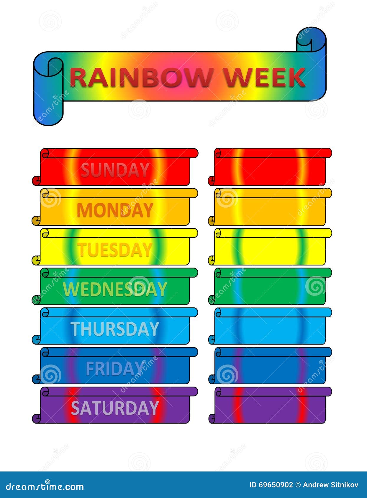 Rainbow week stock illustration. Illustration of specific - 69650902