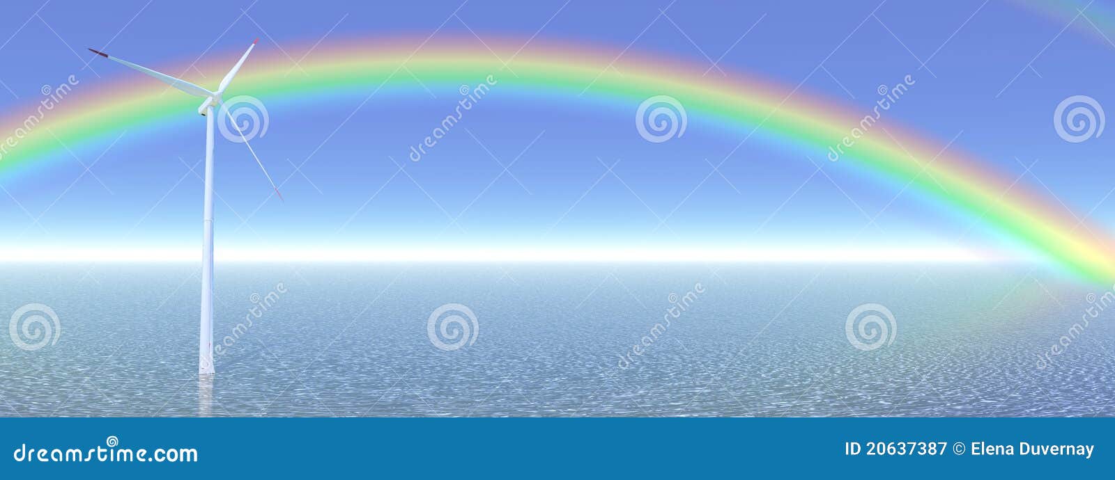 Rainbow and wind turbine stock illustration. Illustration of ecological ...