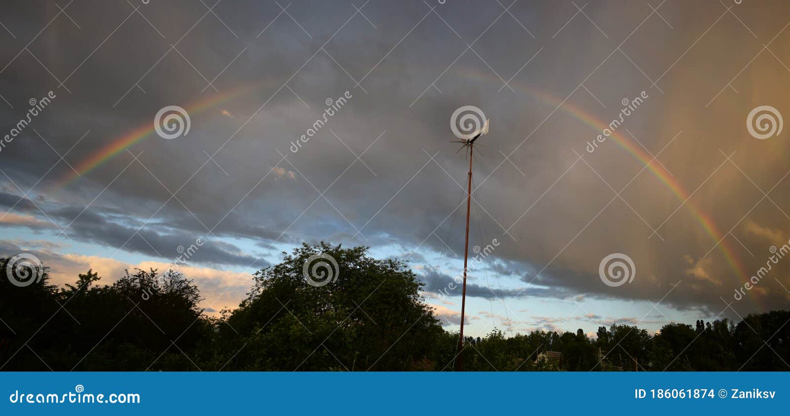 Rainbow And Wind Turbine Stock Photography | CartoonDealer.com #186061874