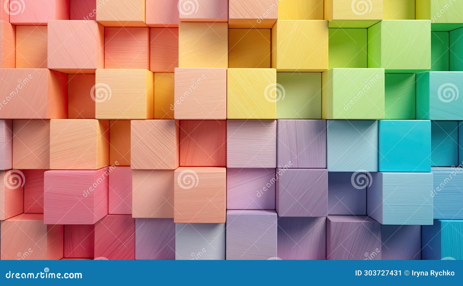 Rainbow Wooden Blocks Background Stock Illustration - Illustration of ...