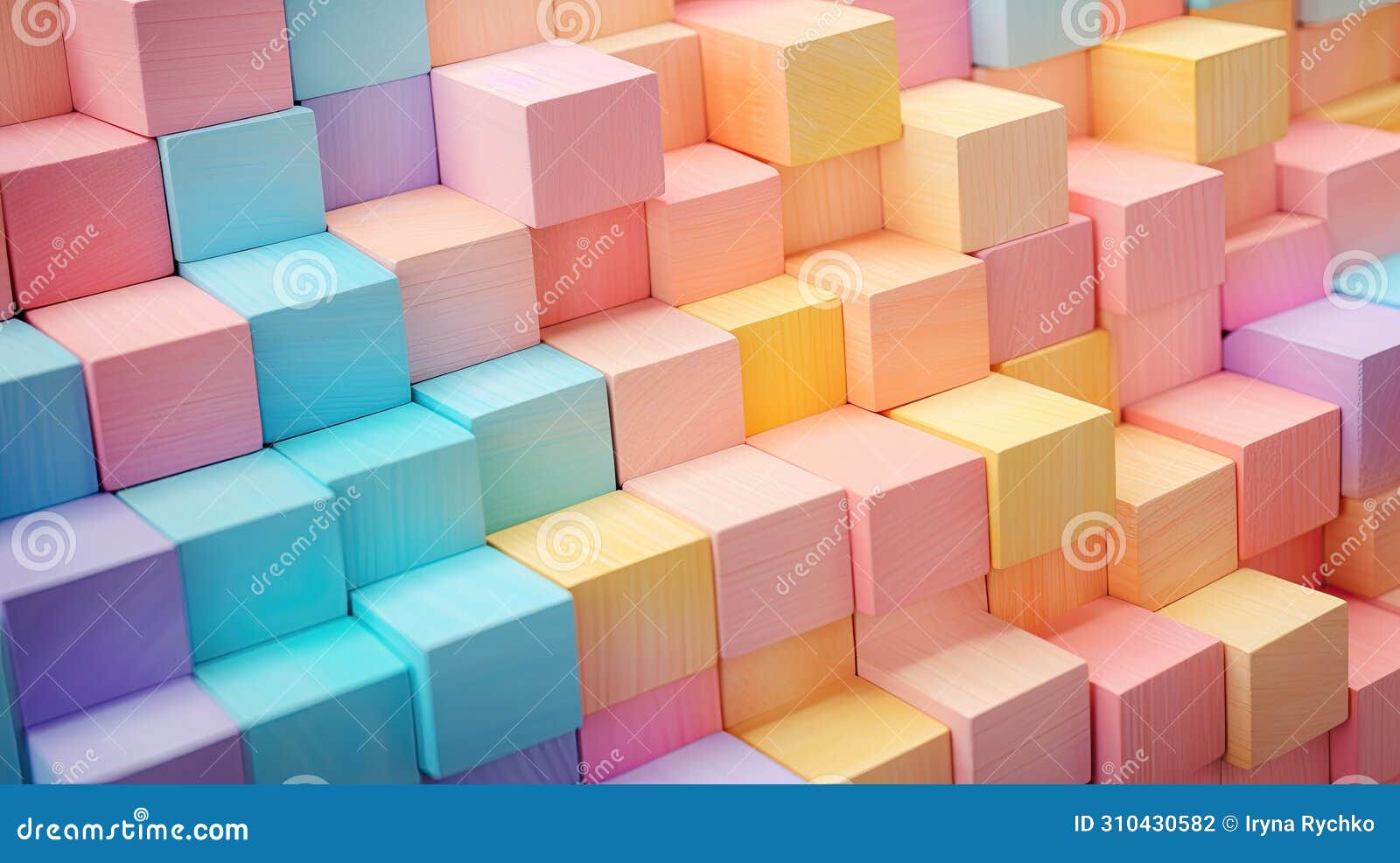 Rainbow Wooden Blocks Background Stock Illustration - Illustration of ...