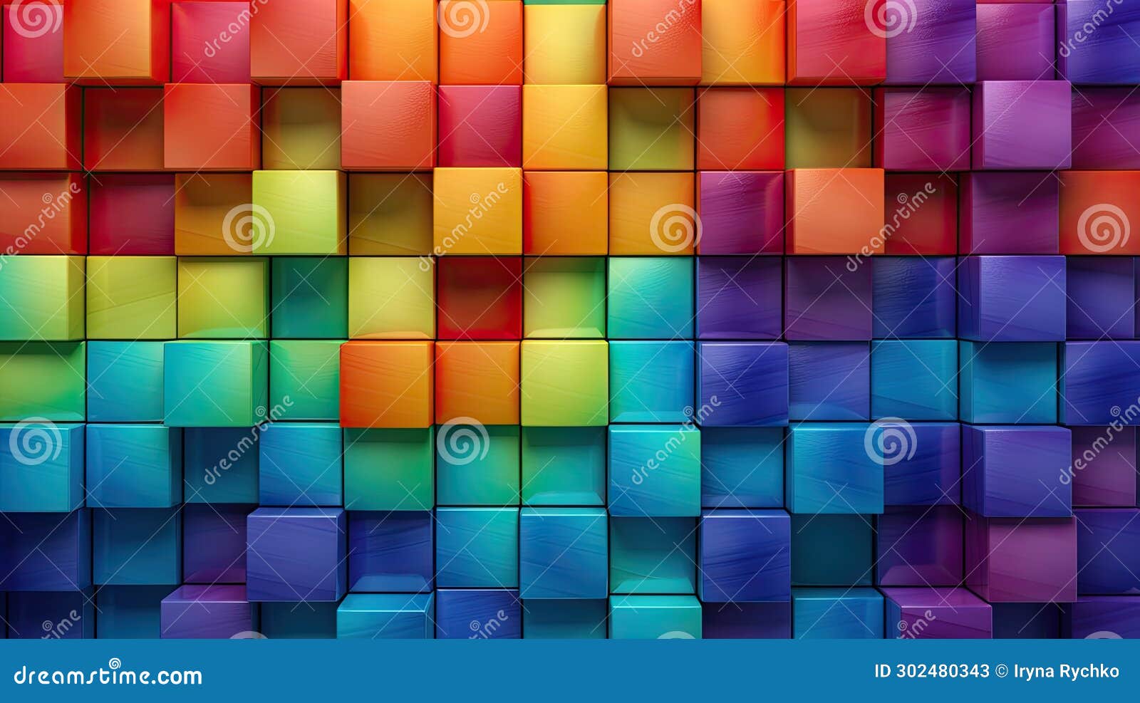 Rainbow Wooden Blocks Background Stock Image - Image of structure ...