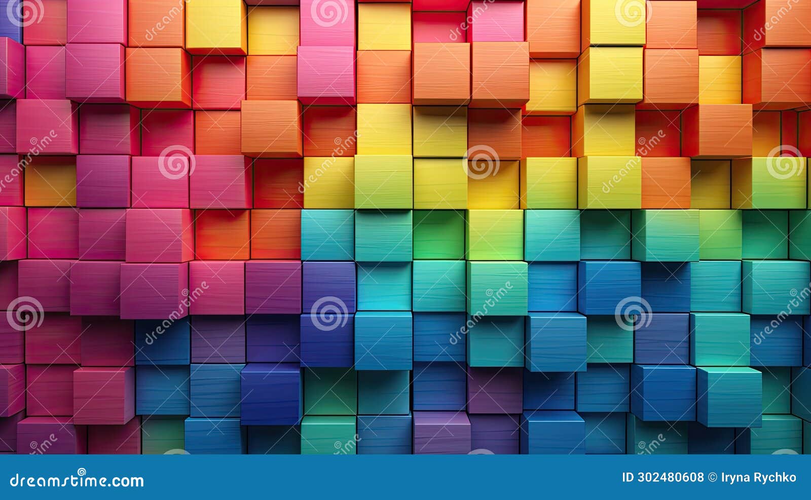 Rainbow Wooden Blocks Background Stock Illustration - Illustration of ...